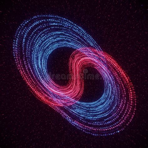 binary code forms a twisted loop resembling a figure eight or infinity
