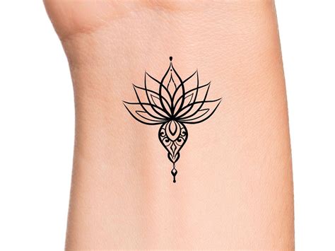 Temporary Tattoo Lotus Flower Etsy