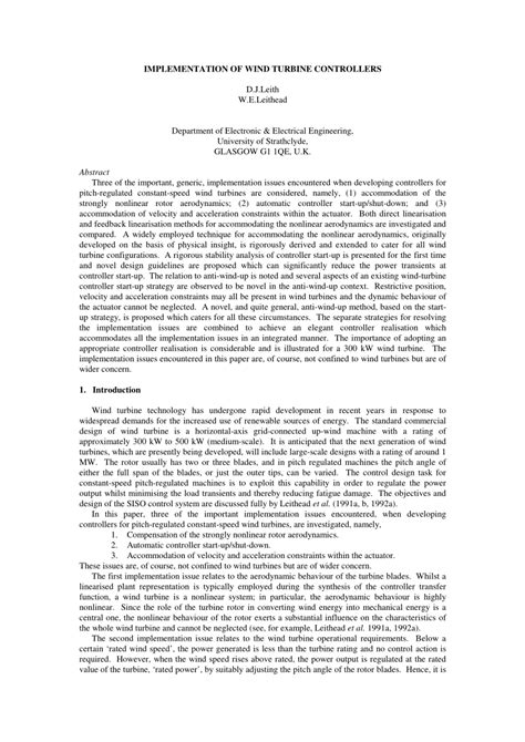Pdf Implementation Of Wind Turbine Controllers