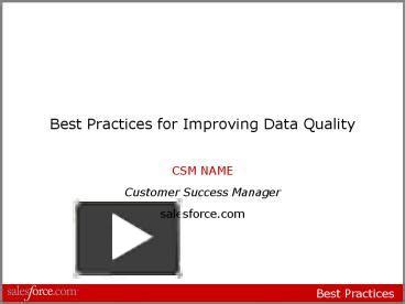 Best Practices For Improving Data Quality Presentation Free To View