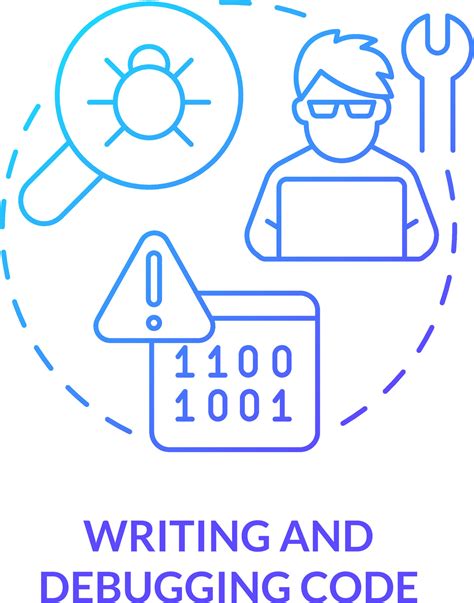 Writing And Debugging Code Blue Gradient Concept Icon Detect And