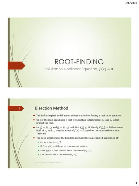 Numerical Analysis 4 Root Finding Overview Pdf Pdf Mathematics Of Computing