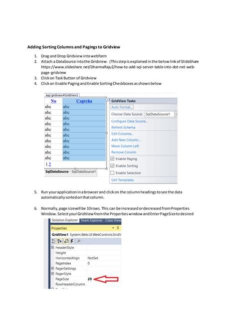 how to add sql server table into dot net web page gridview pdf