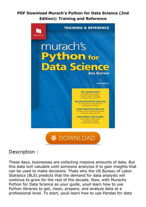 Pdf Download Murachs Python For Data Science 2nd Edition Training
