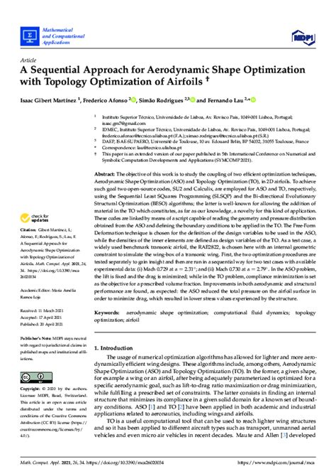 pdf a sequential approach for aerodynamic shape optimization with topology optimization of