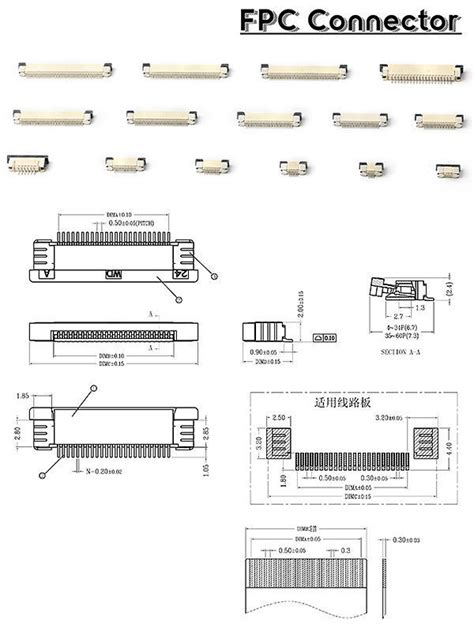 FPC Connector Mm Pitch SMT ZIF Flip Lock Type Mm Height Ffc Connector Fpc Smt Connector