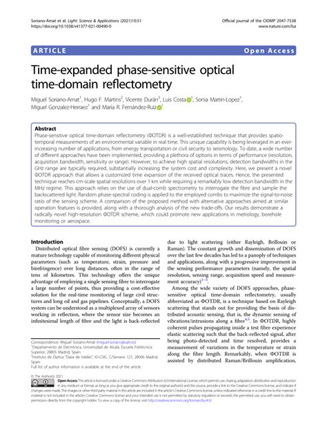 Pdf Time Expanded Phase Sensitive Optical Time Domain Reflectometry