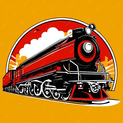 A Hand Drawing A Vintage Train Cartoon Illustration In Isolated