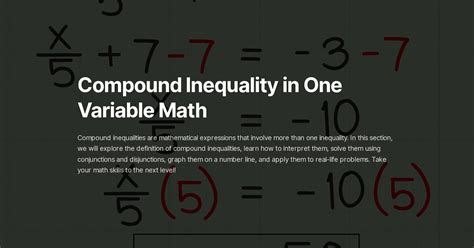 Compound Inequality In One Variable Math