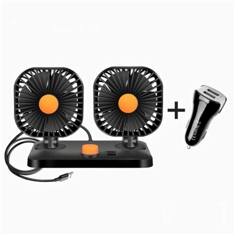 미니 Usb 12 24v 자동차 전기 팬 더블 헤드 자동차 담배 라이터 팬