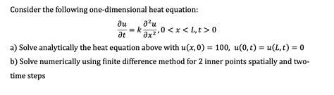 Solved Consider The Following One Dimensional Heat Equation