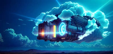 Generative Ai Glowing Cloud Icon Technology Concept Exploded Panel With Cloud Services And Data