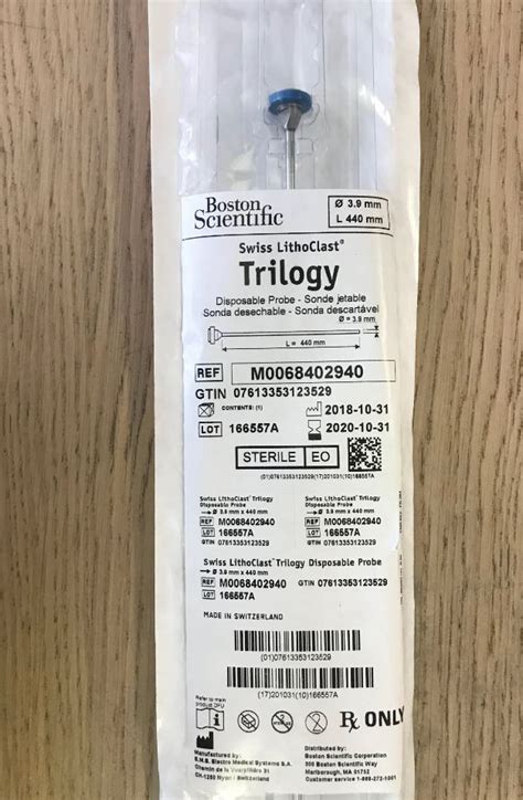 New Boston Scientific M0068402940 Swiss Lithoclast Trilogy Disposable Probe 3 9mm X 440mm X