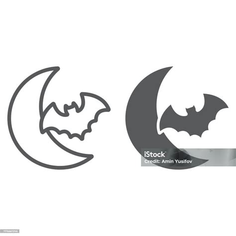 박쥐와 달 라인과 문양 아이콘 할로윈과 공포 밤 기호 벡터 그래픽 흰색 배경에 선형 패턴 10에 대한 스톡 벡터 아트 및 기타 이미지 Istock