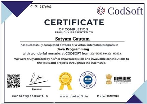 Satyam Gautam On Linkedin Codsoft Cip Java Internshipsuccess
