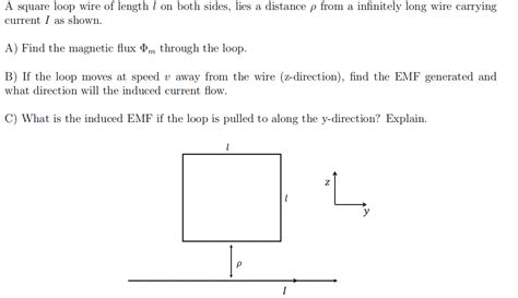 Solved A Square Loop Wire Of Length 1 On Both Sides Lies A