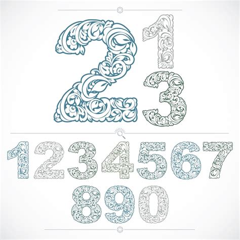 Premium Vector Set Of Vector Ornate Numbers Flower Patterned