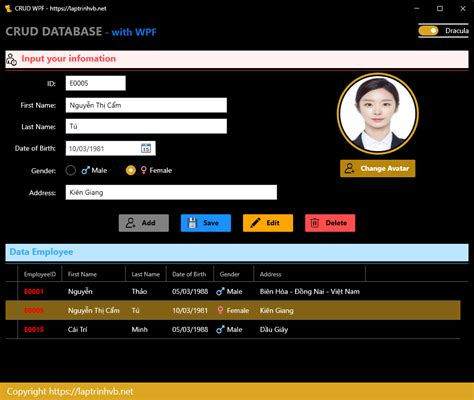 WPF C Thêm xóa sửa CRUD với cơ sở dữ liệu SQLSERVER