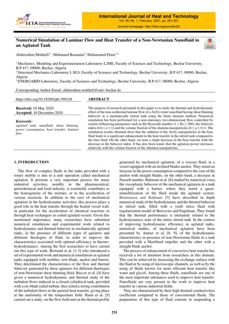Pdf Numerical Simulation Of Laminar Flow And Heat Transfer Of A Non Newtonian Nanofluid In An