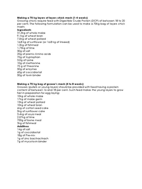 Chicken Feed Formulation Pdf Chicken Broiler