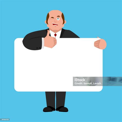 사업 지주 배너 빈입니다 보스 고 흰색 빈입니다 관리자 즐거운 감정입니다 수석과 텍스트에 대 한 장소입니다 벡터 일러스트 레이 션 가리키기에 대한 스톡 벡터 아트 및 기타