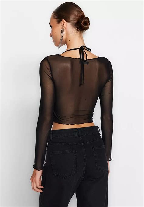 Jual Trendyol Long Sleeves Sheer Top Original 2024 Zalora Indonesia