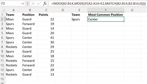excel how to find most common value with criteria