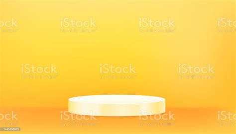 3d 배경 디스플레이 노란 벽 배경에 실린더 연단 원형 무대 스탠드가 있는 벡터 스튜디오 배경 장면 중국 새로운 Yyar 크리스마스 중순 가을 여름 제품 3차원 형태에 대한