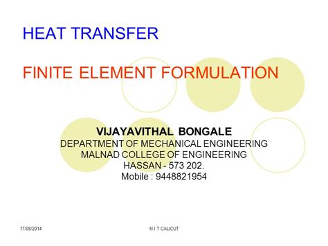 Heat Transfer Finite Element Formulation Ppt Video Online Download