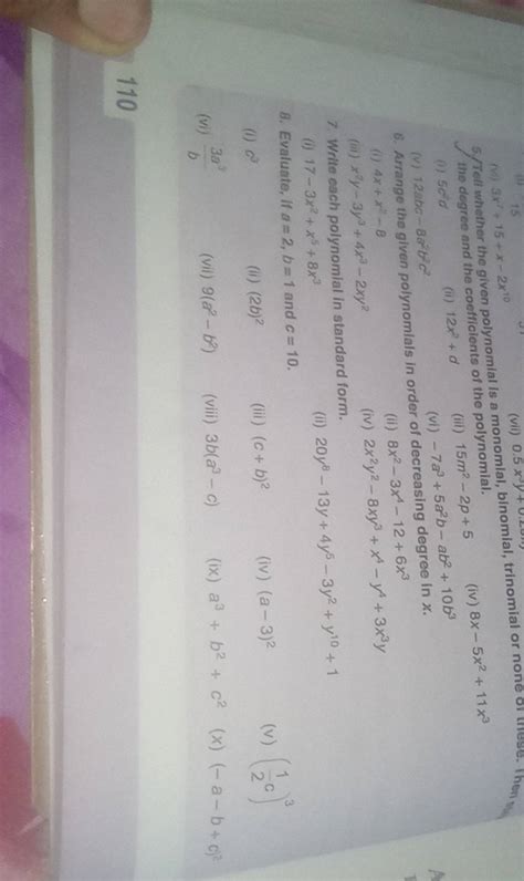 Arrange The Given Polynomials In Order Of Decreasing Degree In X Filo