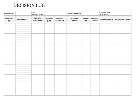 Decision Log Templates 12 Free Docs Xlsx And Pdf Formats Samples