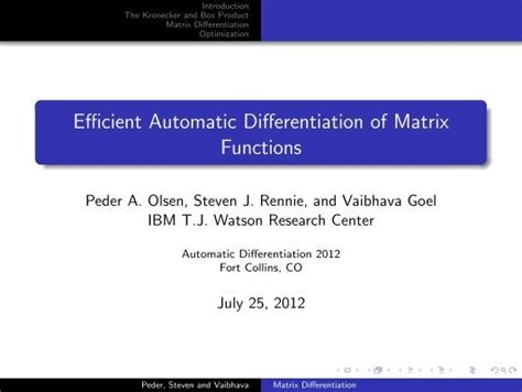 Efficient Automatic Differentiation Of Matrix Functions Ibm Research