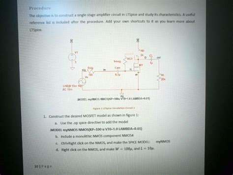 Procedure The Objective Is To Construct A Single Stage Amplifier Circuit In LTSpice And Study
