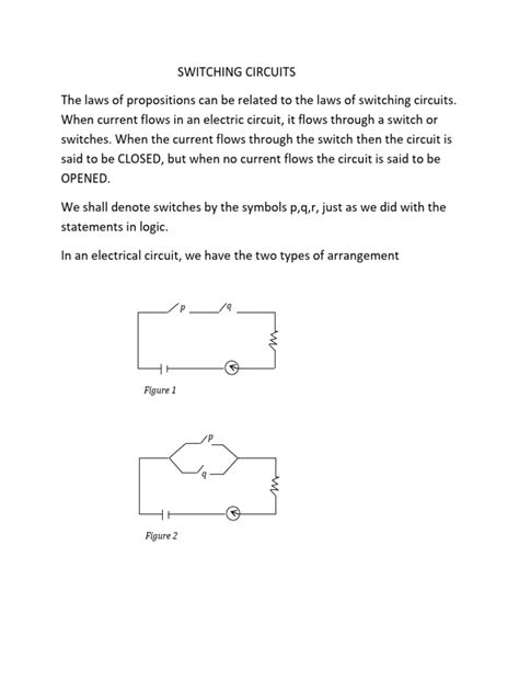 Switching Circuits Pdf Boolean Algebra Teaching Mathematics
