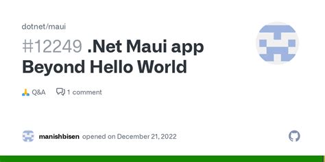 Net Maui App Beyond Hello World · Dotnet Maui · Discussion 12249 · Github