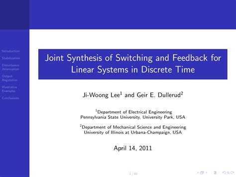 Pdf Joint Synthesis Of Switching And Feedback For Linear Systems In