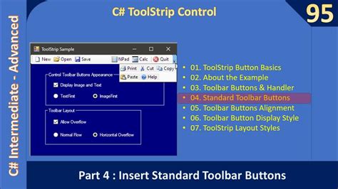 C Toolstrip Control Part 4 Standard Toolbar Buttons C Advanced