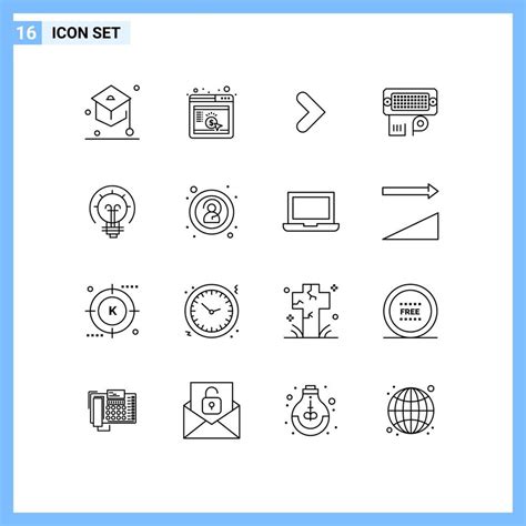Group Of 16 Outlines Signs And Symbols For Energy Input Arrow Data Adapter Editable Vector