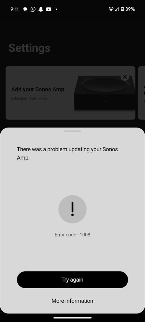 Sonos Amp Updated Error R Sonos