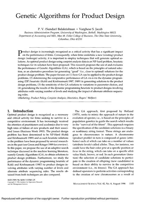 Pdf Genetic Algorithms For Product Design