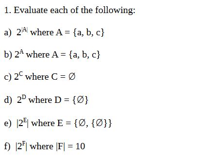 Solved 1 Evaluate Each Of The Following A 2A Where A Fa Chegg