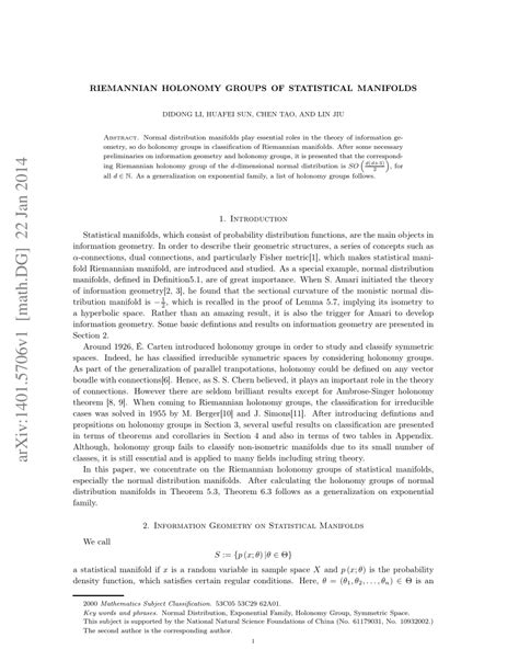 Pdf Riemannian Holonomy Groups Of Statistical Manifolds