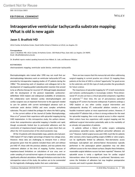 Intraoperative Ventricular Tachycardia Substrate Journal Of Cardiovascular Electrophysiology