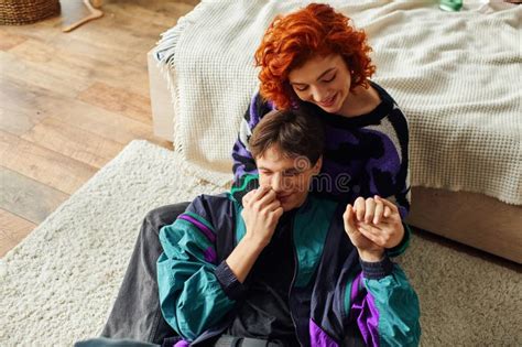 Passionate Red Haired Woman In Cozy Stock Image Image Of Dearest Enjoy