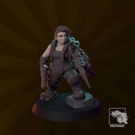 3d Printable Sci Fi Dwarf Girl Commandos By Dropminiz