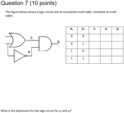 Question 7 10 Points The Figure Below Shows A Logic Circuit And Its