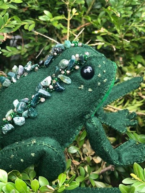 Hand Stitched And Beaded Frog I Might Add More Stitching On His Back Later Pattern Link In