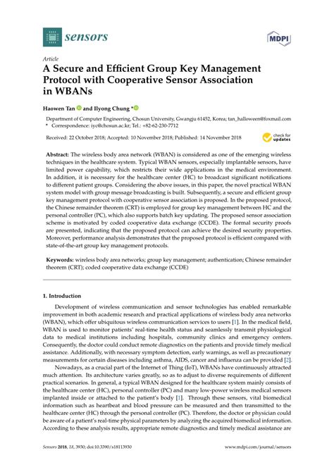 Pdf A Secure And Efficient Group Key Management Protocol With Cooperative Sensor Association