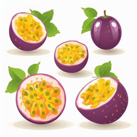 Premium Vector Passion Fruit Vector Illustration With A Cut And Seeds