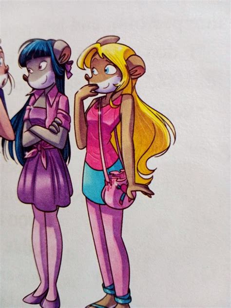 Two Cartoon Characters Standing Next To Each Other